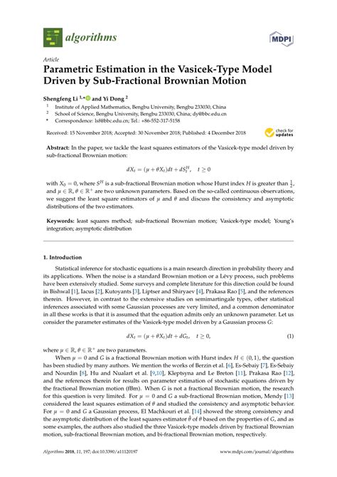 Pdf Parametric Estimation In The Vasicek Type Model Driven By Sub Fractional Brownian Motion