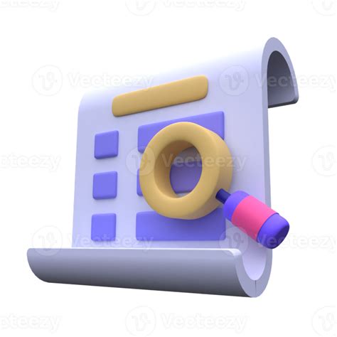 Unique 3d Document Analysis Rendering Icon Simplerealistic Vector