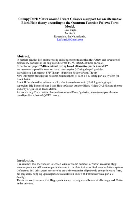 Pdf Clumpy Dark Matter Around Dwarf Galaxies A Support For An Alternative Black Hole Theory