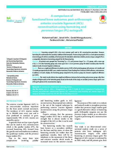 Pdf A Comparison Of Functional Knee Outcomes Post Arthroscopic Anterior Cruciate Ligament Acl