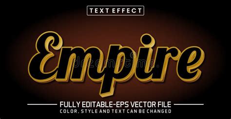 Editable Text Effect Empire Black And Gold Color Gradient Text Style Theme Stock Illustration