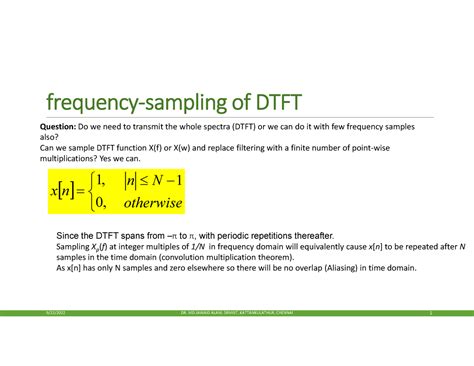 Lecture Slides Unit 2 Upto 20 09 2022 Frequency Sampling Of Dtft