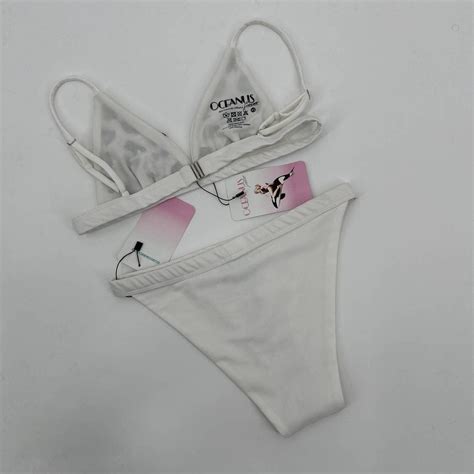 Oceanus Gigi Bikini Set Hand Beaded Black White Depop