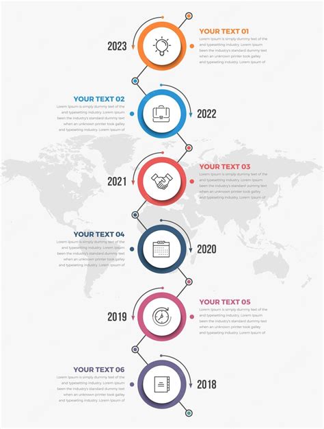 세로로 정렬된 타임라인 인포그래픽 프리미엄 벡터