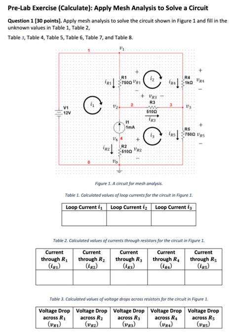 Solved Pre Lab Exercise Calculate Apply Mesh Analysis To Chegg