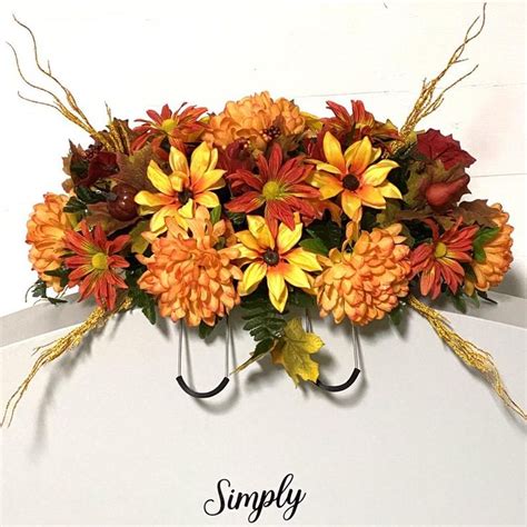Fall Saddle Headstone Flowers Arrangement Cemetery Saddle Cemetery