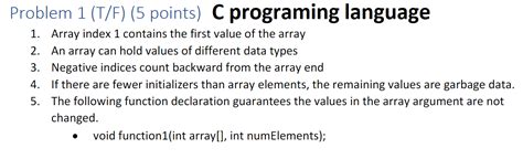 Solved Problem 1 Tf 5 Points C Programing Language 1