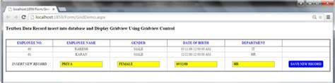Insert Data In Database Using Gridview Control