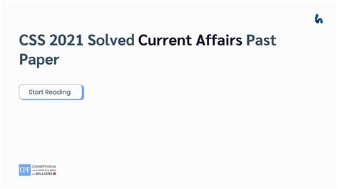 CSS 2021 Solved Current Affairs Past Paper