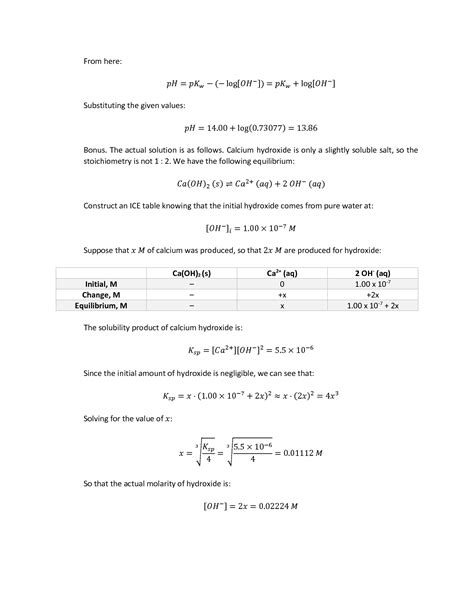 Solution Chemistry Solubility Products Ph Calculations Ice Tables