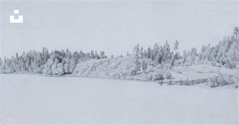 나무가 있는 눈 덮인 풍경을 연필로 그린 그림 사진 Unsplash의 무료 예술 이미지