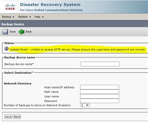 Solved The Backup Fail From Cucm To Sftp Server System Version 105110000 Cisco Community