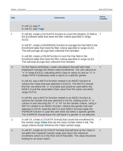 Solved Grader Instructions Excel 2016 Project Step Instructions