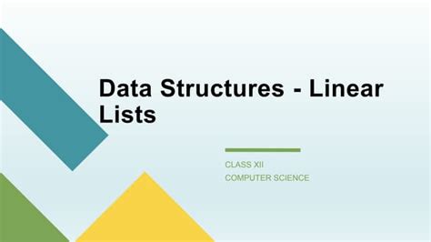 Data Structures Linear Listsppt For Class 12 Ppt