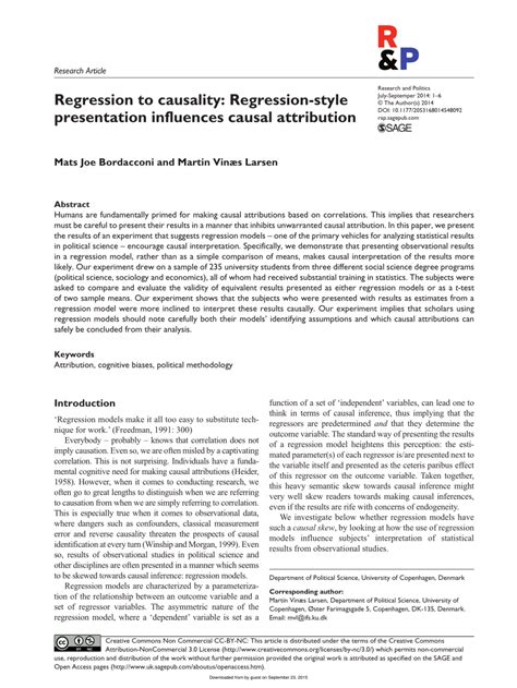 Pdf Regression To Causality Regression Style Presentation Influences