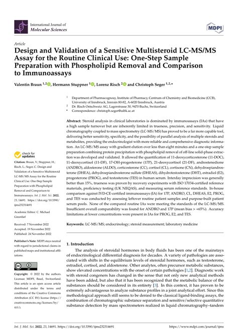 Pdf Design And Validation Of A Sensitive Multisteroid Lc Msms Assay