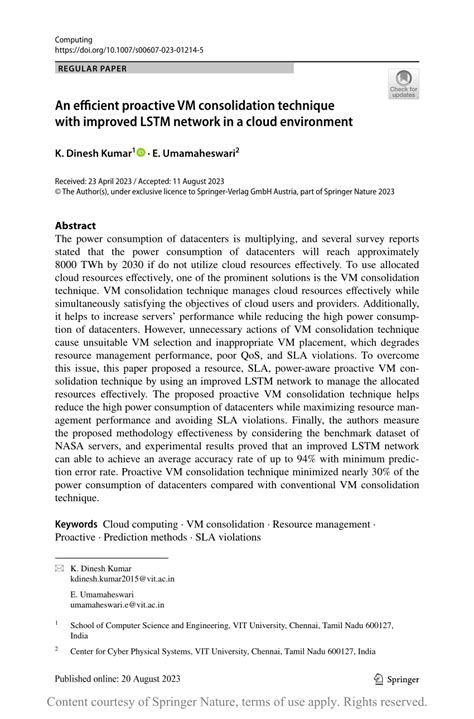 An Efficient Proactive Vm Consolidation Technique With Improved Lstm