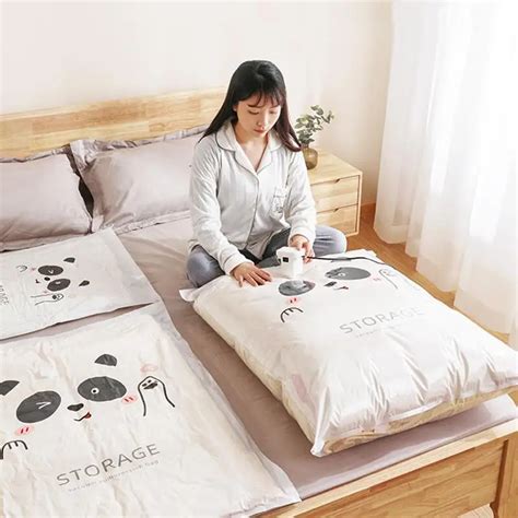 의류용 재사용 가능한 진공 백 및 펌프 커버 대형 플라스틱 압축 빈 백 여행용 액세서리 보관 용기 Aliexpress