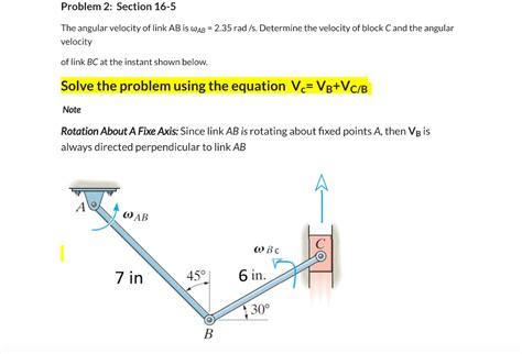 Solved Problem 2 Section 16 5 The Angular Velocity Of Link