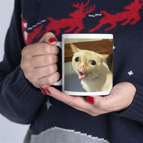 Coughing Cat Meme Mug Meme Coffee Mug Funny Mugs Funny Coffee Mug