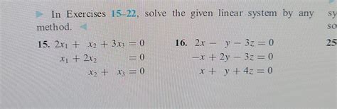 solved in exercises 15 22 solve the given linear system by
