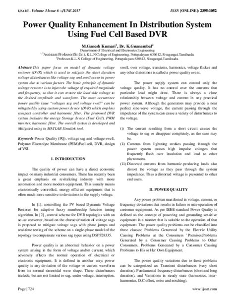 Pdf Power Quality Enhancement In Distribution System Using Fuel Cell