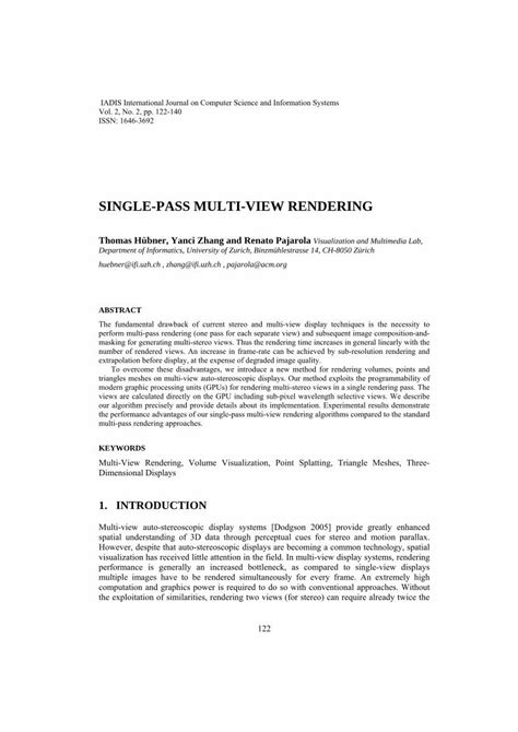 Pdf Single Pass Multi View Rendering Dokumentips
