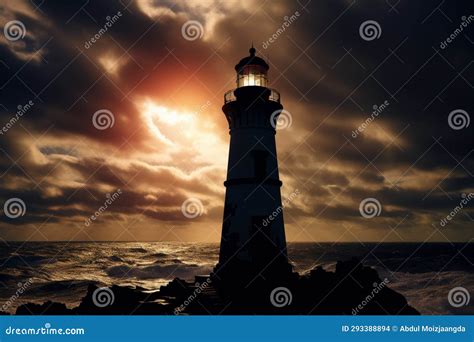 Maritime Sentinel Silhouetted Lighthouse Stands Tall Against The Seas Maritime Sentinel Silhouetted Lighthouse Stands Tall Against The Seas