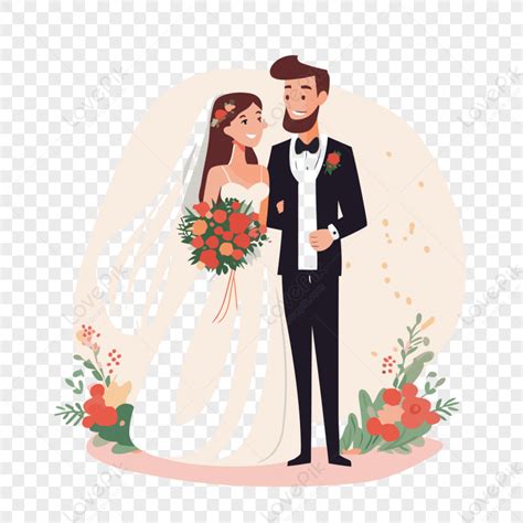 결혼 클립 아트 신부와 신랑 만화 스타일 결혼식 개념 그림 벡터기혼 Png 일러스트 무료 다운로드 Lovepik