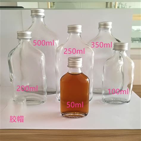 扁瓶玻璃瓶斜肩药酒瓶保健酒瓶透明饮料瓶奶茶瓶新款分装酒瓶空瓶虎窝淘