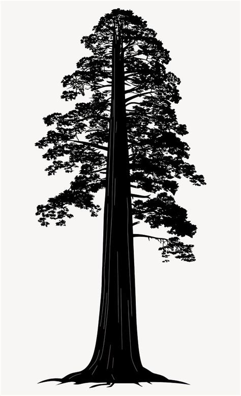 Tall Redwood Tree Silhouette Illustration Free Vector Illustration