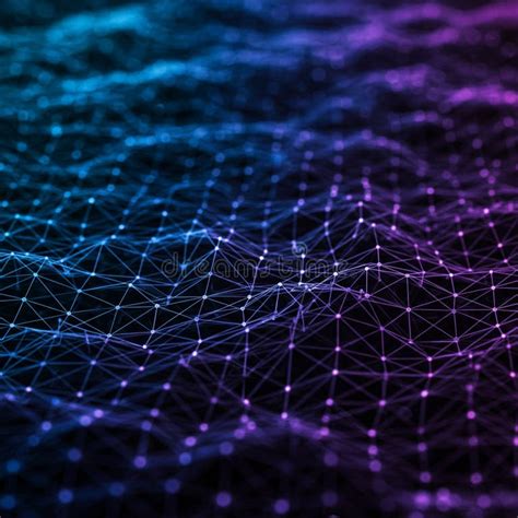 An Abstract Digital Landscape With A Network Of Interconnected Points And Lines Stock