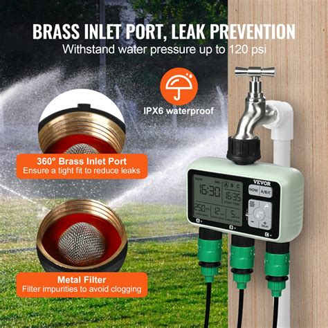Vevor Water Timer 3 Outlets Hose Watering Sprinkler Timer With 3