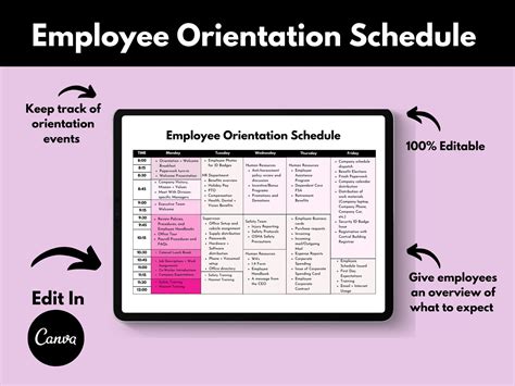 Employee Orientation Schedule Employee Onboarding Template New Hire Onboarding Schedule New