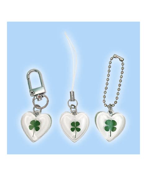 [🔥묶음할인🔥 당일출고] 행운의 네잎클로버 하트 키링 Y2k키링 핸드폰고리 가방고리 바인더 다이어리 열쇠고리 핸드폰스트랩 네잎클로버 증사다꾸 네잎클로버 데코덴 다꾸 키링