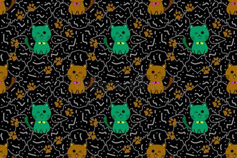 Seamless Pattern With Cute Colorful Kittens Suitable For Fabric Patterns Printed Products