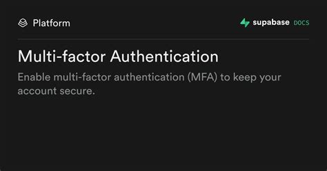 Multi Factor Authentication Supabase Docs