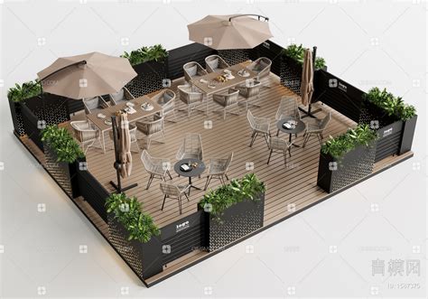 【户外商业外摆区 咖啡厅外摆 户外桌椅 花箱 围栏su模型】 现代su80enscape有户外商业外摆区 咖啡厅外摆 户外桌椅 花箱 围栏