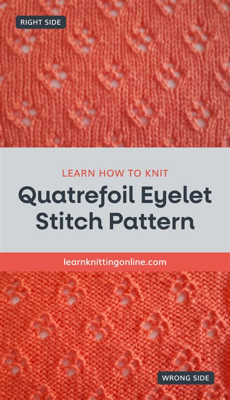 Quatrefoil Eyelet Stitch Pattern Free Knitted Stitch Pattern Lko