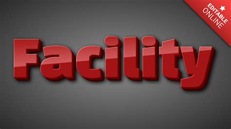 Facility Red 3d Shiny Text Effect Generator