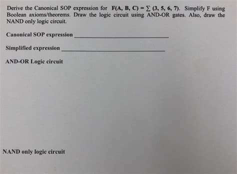 solved derive the canonical sop expression for f a b c
