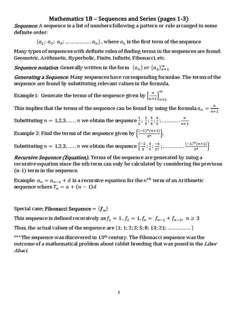 sequences and series notes pages 1 3 pdf sequence series