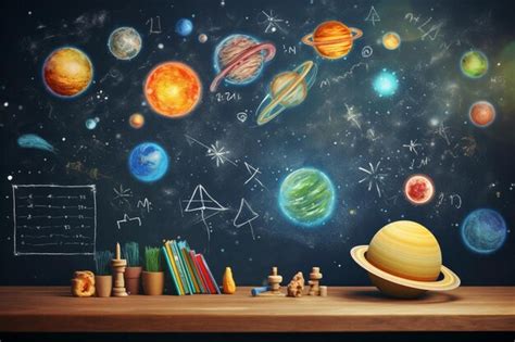 Astronomy Deep Space Objects Chalkboard Premium Ai Generated Image