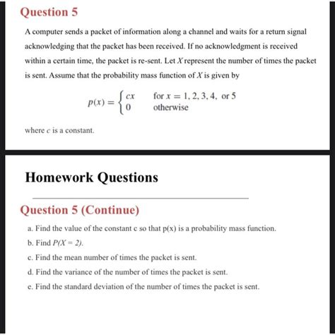 Solved Question 5a Computer Sends A Packet Of Information
