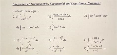 Solved Integration Of Trigonometric Exponential And