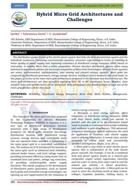 Hybrid Micro Grid Architectures And Challenges Pdf