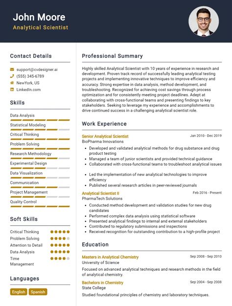 Analytical Scientist Cv Example For 2024 Tips To Stand Out Cvdesigner Ai
