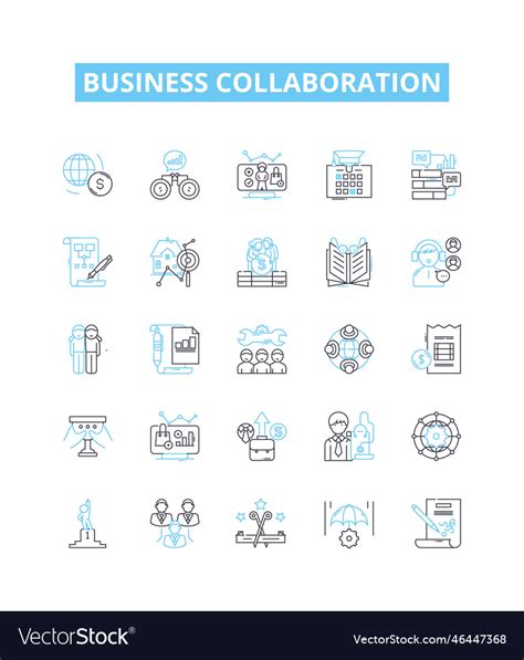 Business Collaboration Line Icons Set Royalty Free Vector