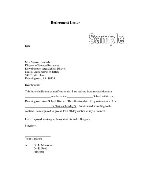 Retirement Letter Examples Sample Retirement Letter Resignation