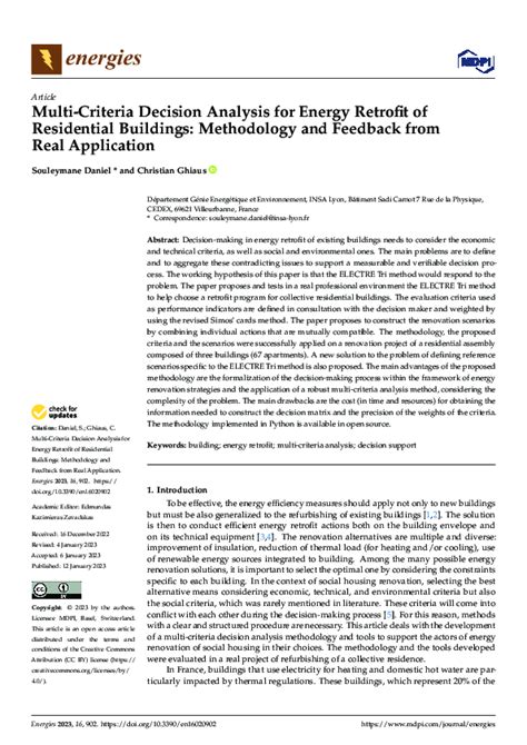 Pdf Multi Criteria Decision Analysis For Energy Retrofit Of Residential Buildings Methodology